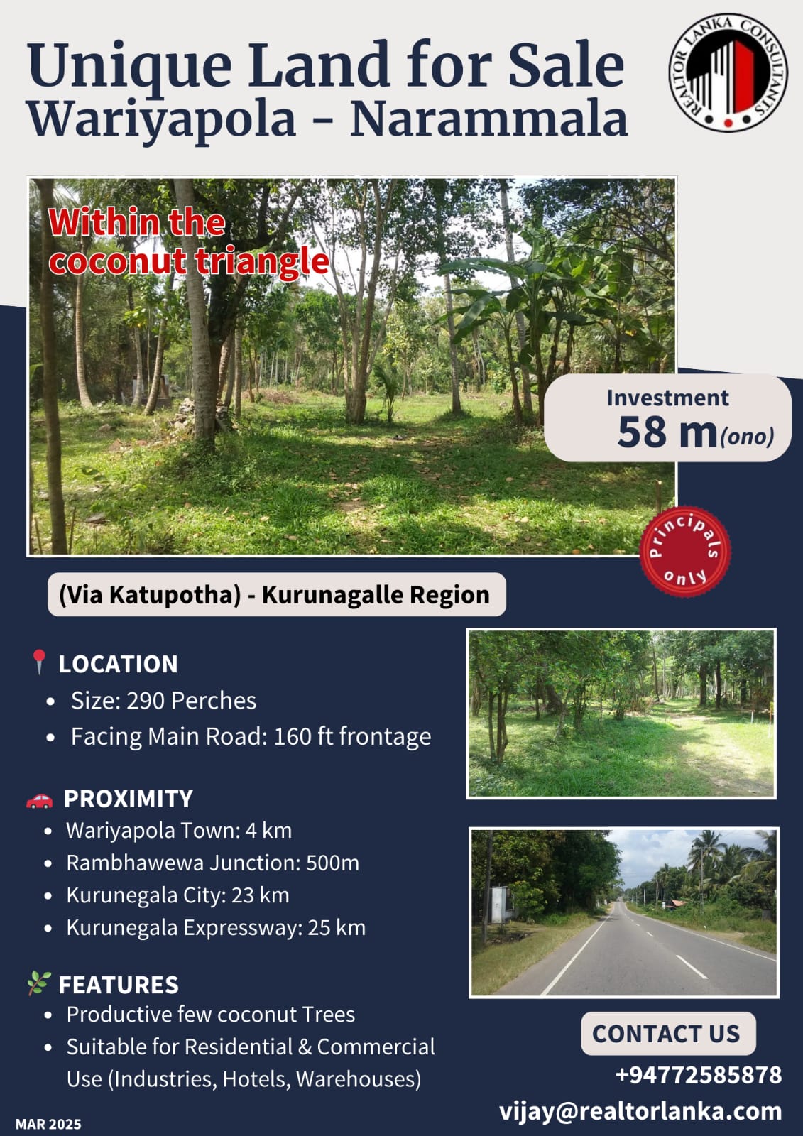 Unique Land for Sale Wariyapola - Narammala- Within the coconut triangle - eLankaProperty
